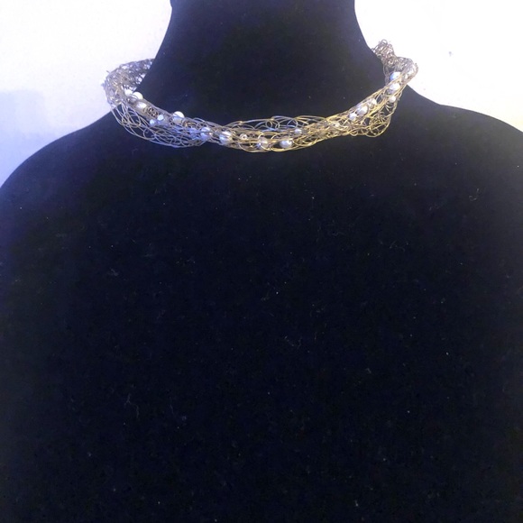 Jewelry | Vtg Wire And Faux Pearl Choker Necklace | Poshmark